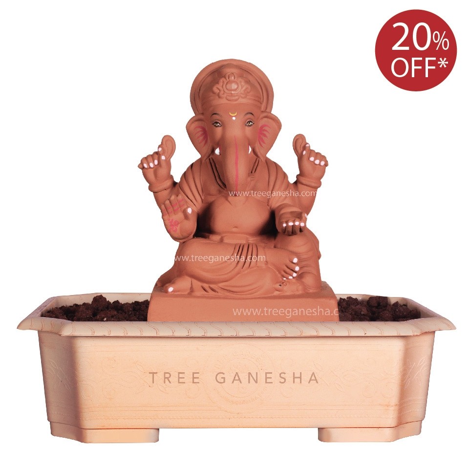 9inch Eco-Friendly Ganpati Murti | Tree Ganesha (Shivrekar)